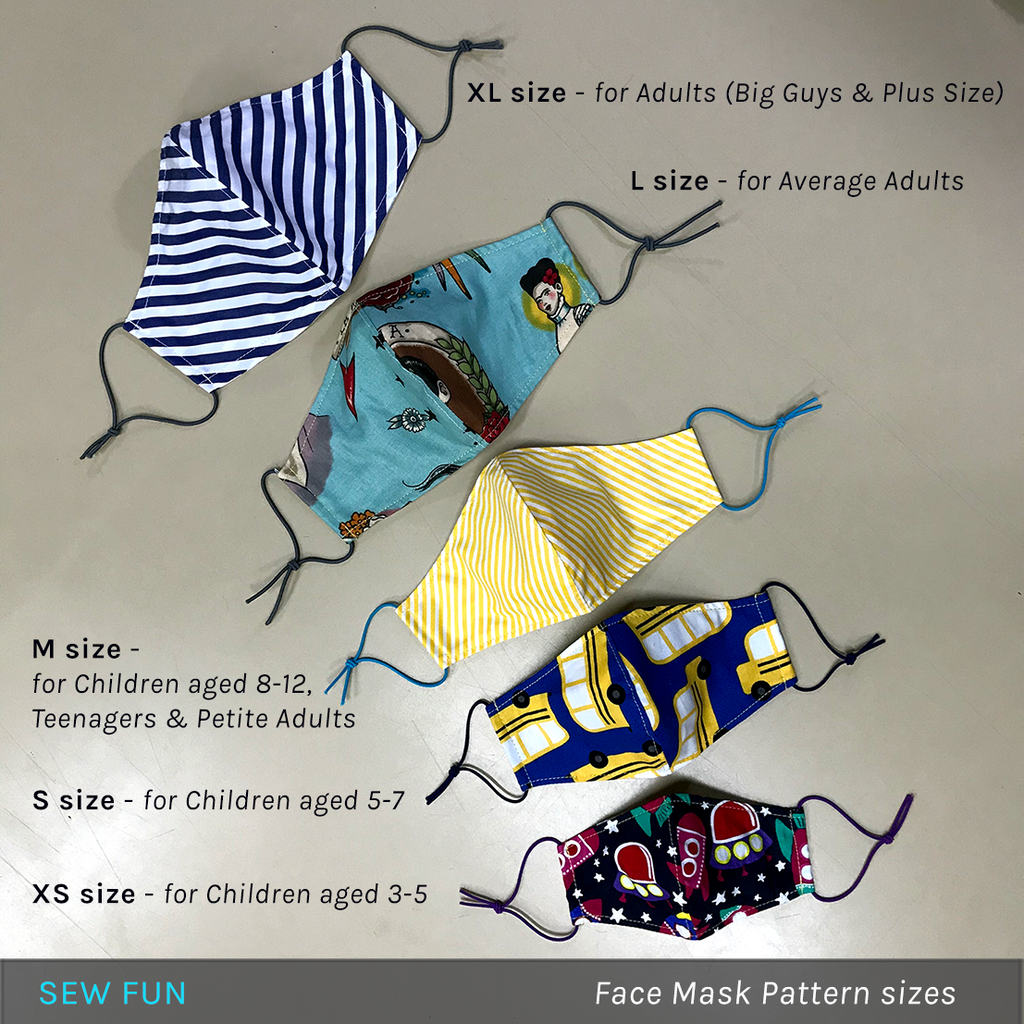 SEW FUN Face Mask Pattern (sizes XS to XL) – Sew Fun